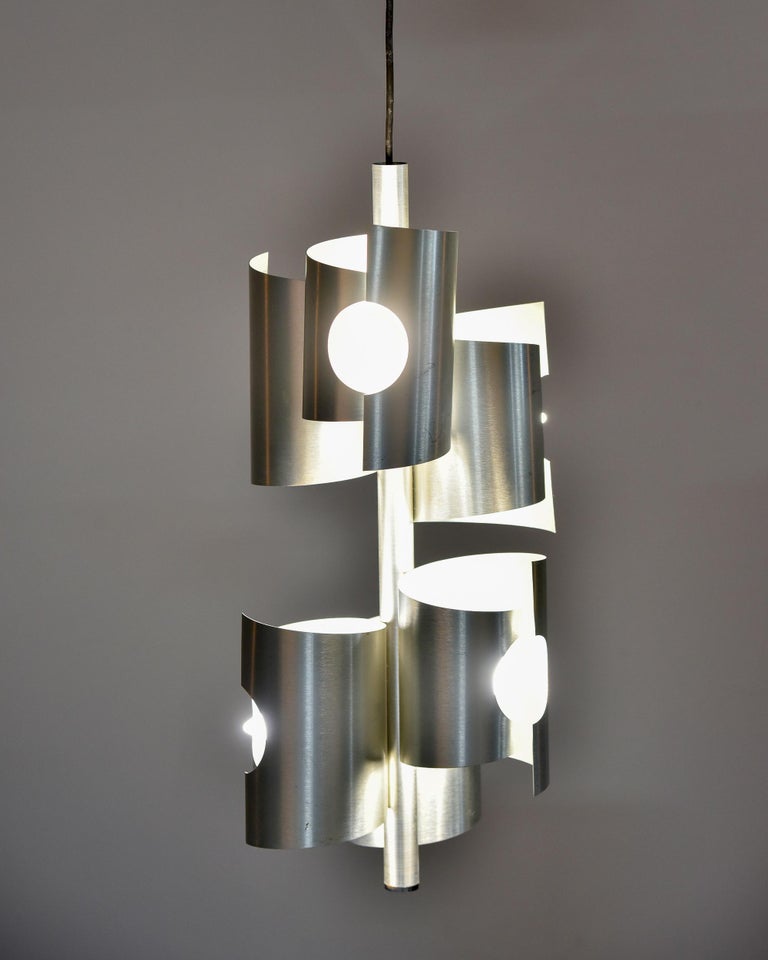 Mid-Century Italian Aluminum 6 Light Fixture For Sale at 1stDibs