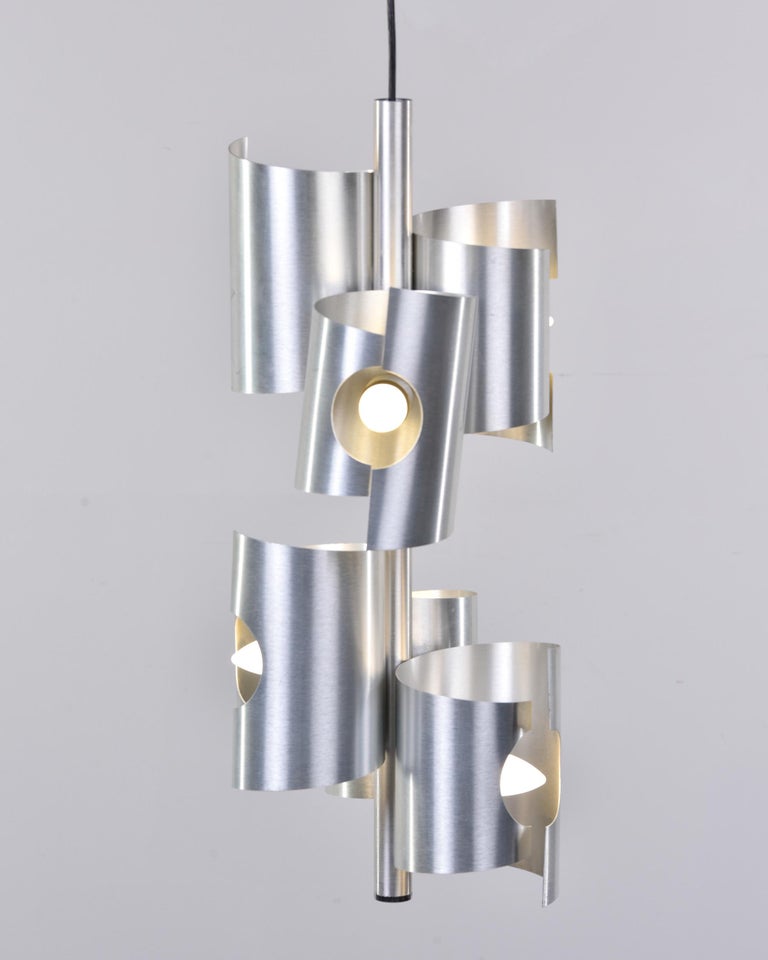 Mid-Century Italian Aluminum 6 Light Fixture For Sale at 1stDibs