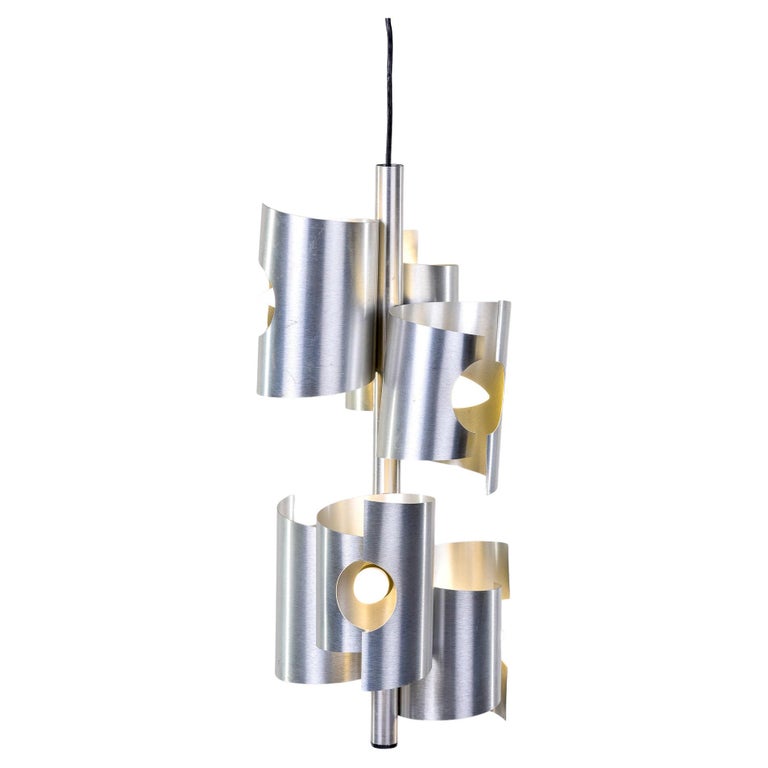 Mid-Century Italian Aluminum 6 Light Fixture For Sale at 1stDibs