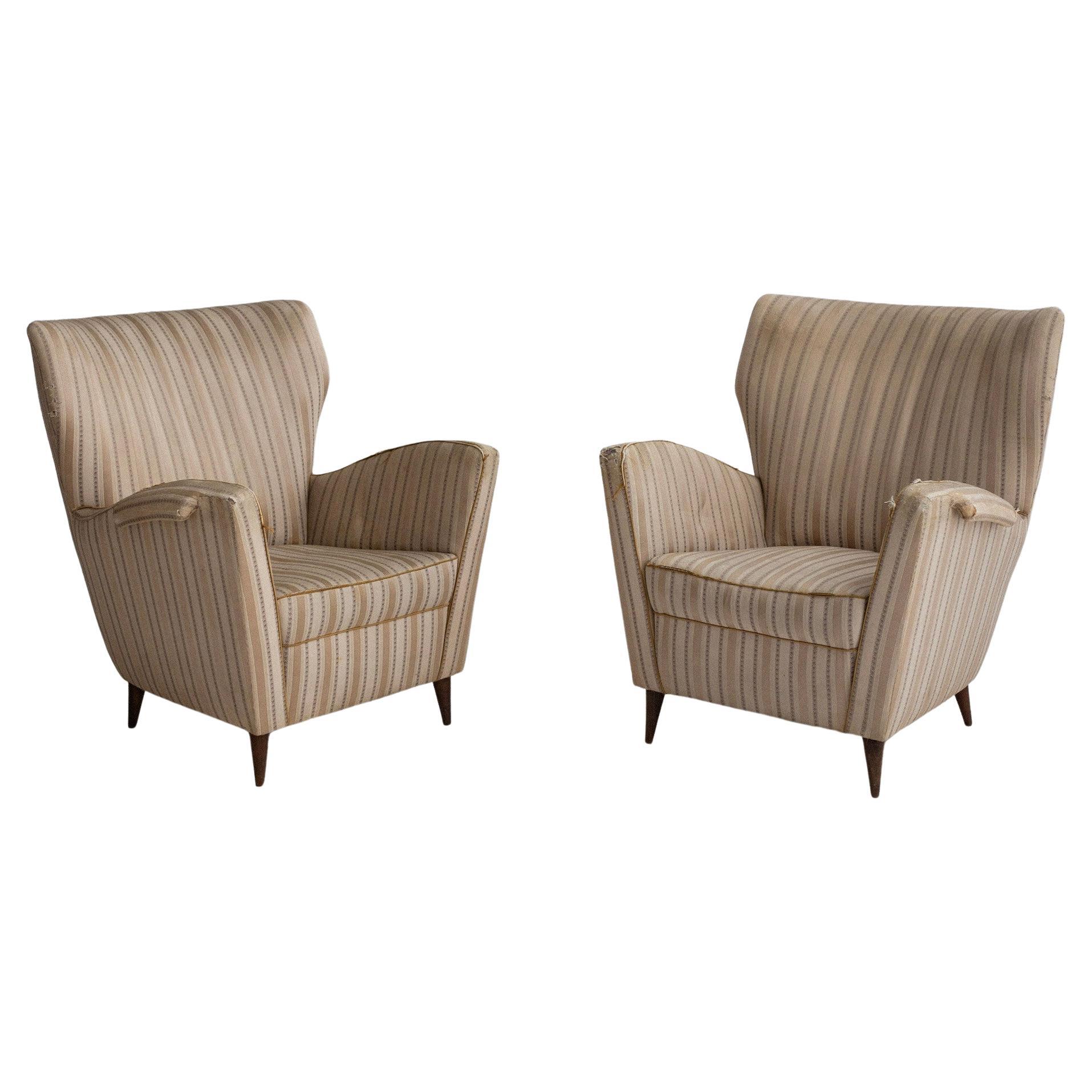 Overstuffed Italian Leather Lounge Chair and Ottoman For Sale at 1stDibs