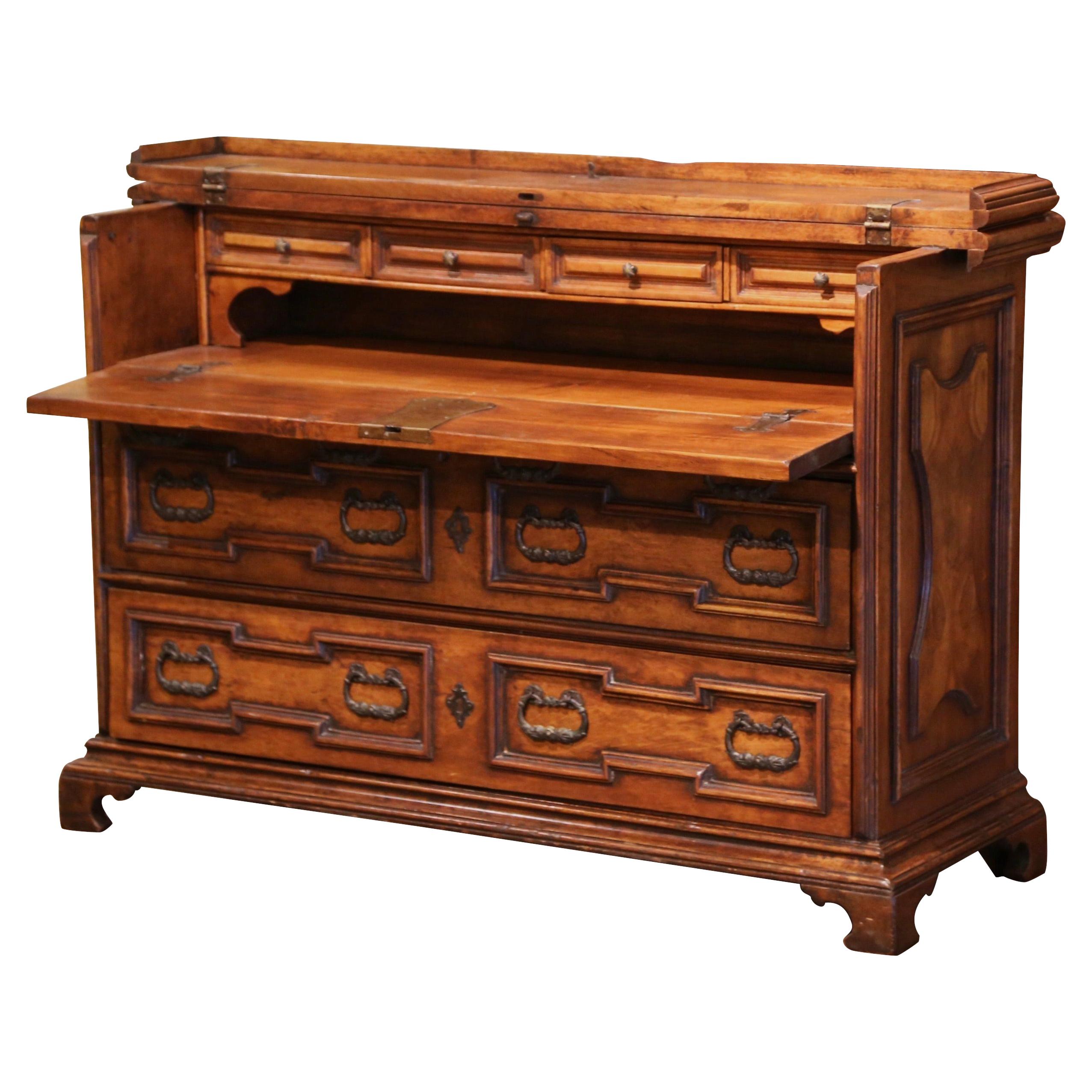 Antique French Abattant Desk Fall Front Secretary Chest Drawers ...