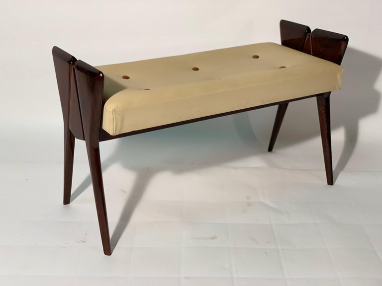 Mid Century Italian Bench Slender Legs and Original Cover at 1stDibs