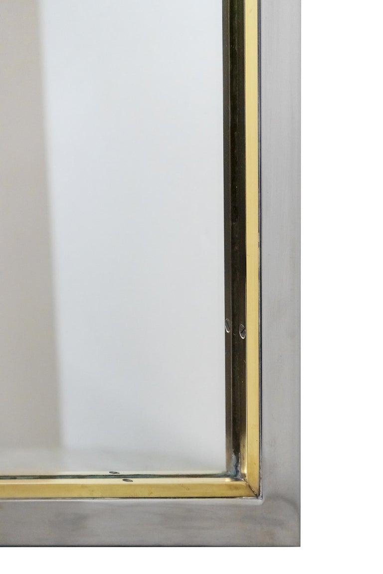Midcentury Italian Brass and Chrome Wall Mirror For Sale at 1stDibs