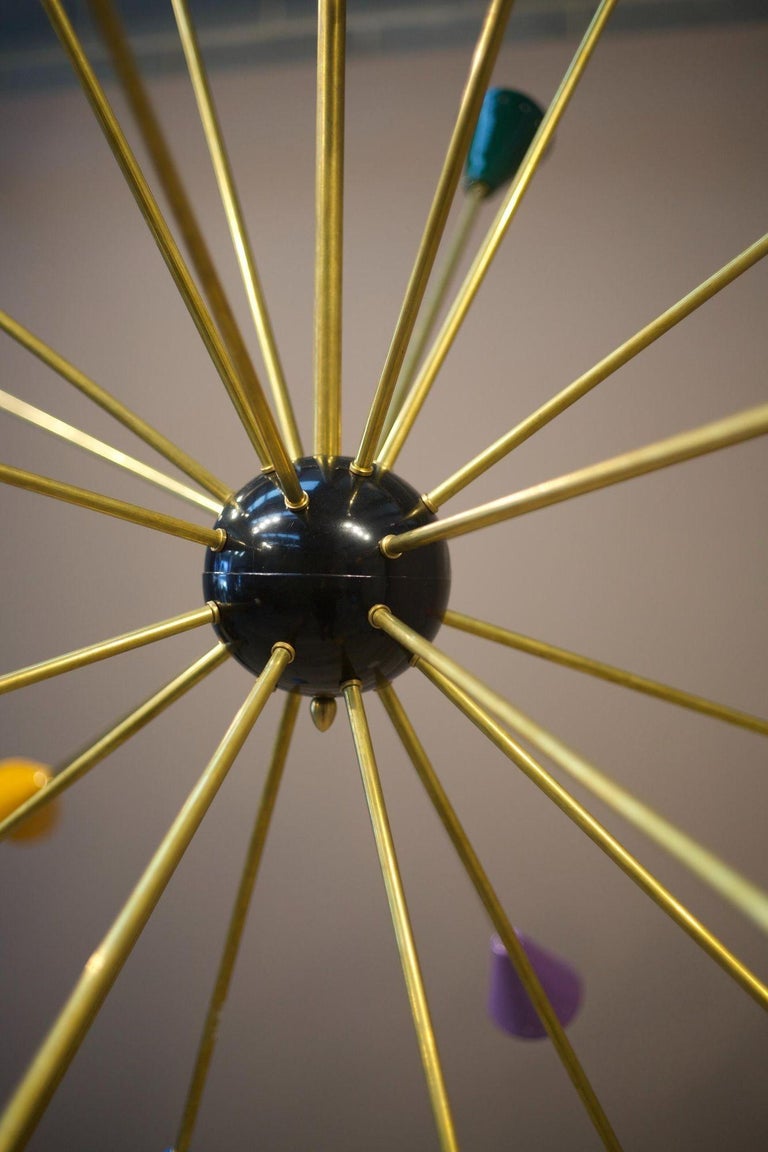 Mid-Century Italian Brass Armed Atomic Chandelier For Sale at 1stDibs