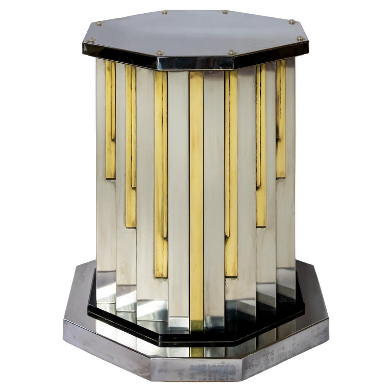 Mid-Century Italian Brass, Chrome Table Base Signed Romeo Rega For Sale ...
