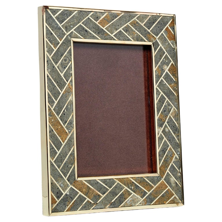 Mid-Century Italian Brass Fossil Stone Picture Frame 1970 For Sale at ...