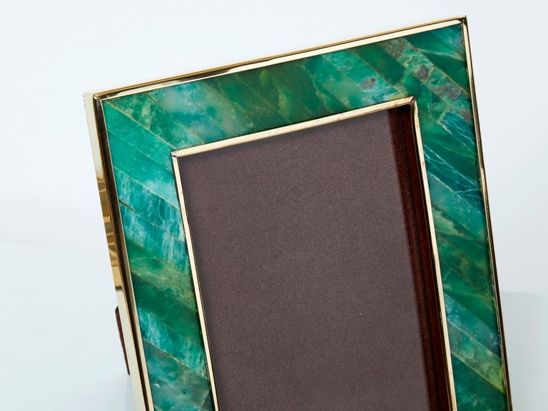 Mid-Century Italian Brass Malachite Picture Frame 1970 at 1stDibs