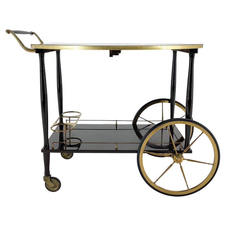 Mid-century Italian Brass and Stained Mahogany in High Gloss Finish Bar ...