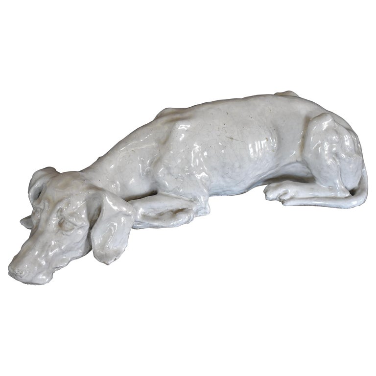 Mid-Century Italian Ceramic Dog Sculpture at 1stDibs