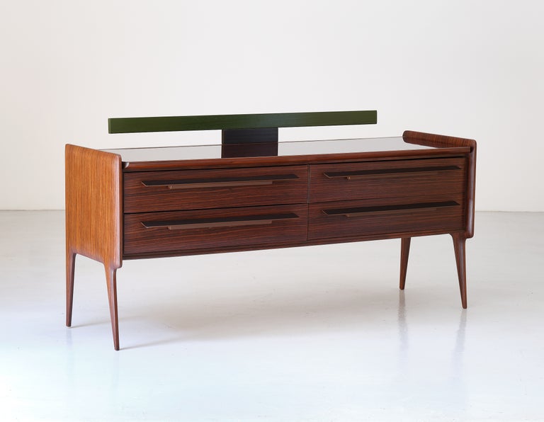 Mid Century Italian Chest of Drawers with Glass Top, Fully Restored For ...