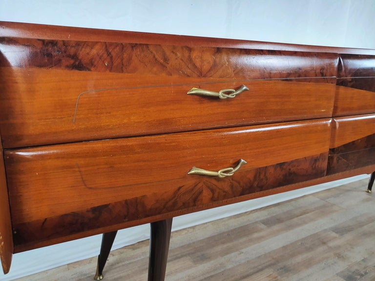 Mid-Century Italian Chest of Drawers with Mirror Plane For Sale at 1stDibs