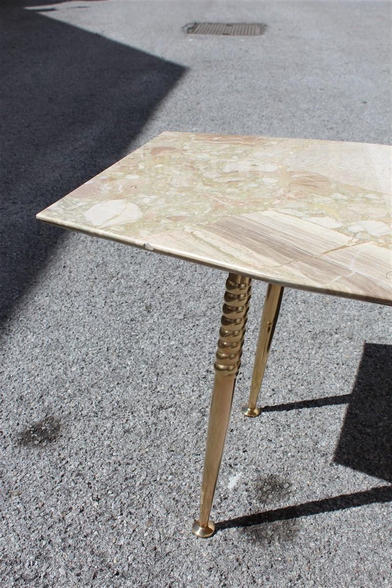 Midcentury Italian Design Coffee Table Octagonal Beige Marble with Gold ...