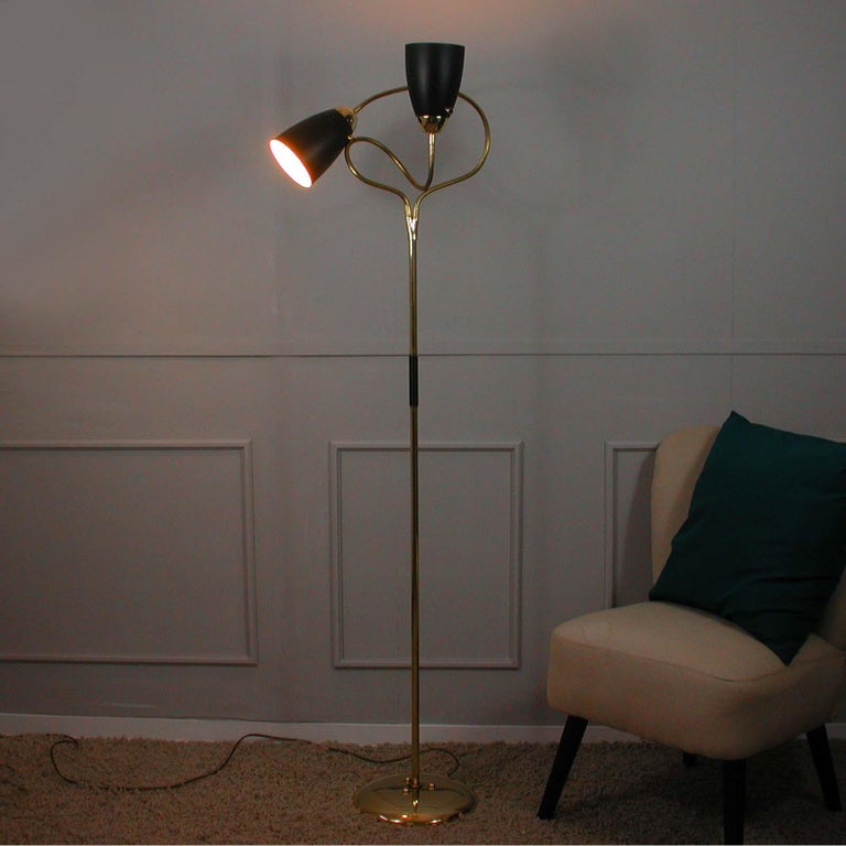 Midcentury Italian Double Gooseneck Floor Lamp, 1950s at 1stDibs ...