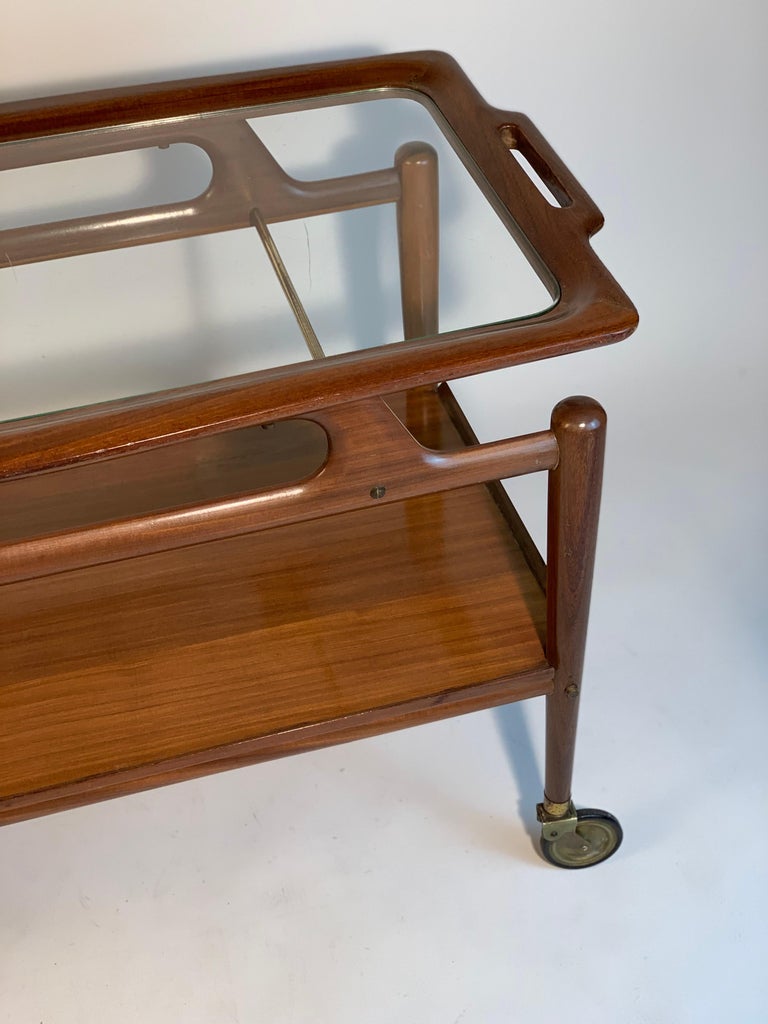 Mid Century Italian Food Trolley with Glass Shelf and Wheels For Sale ...