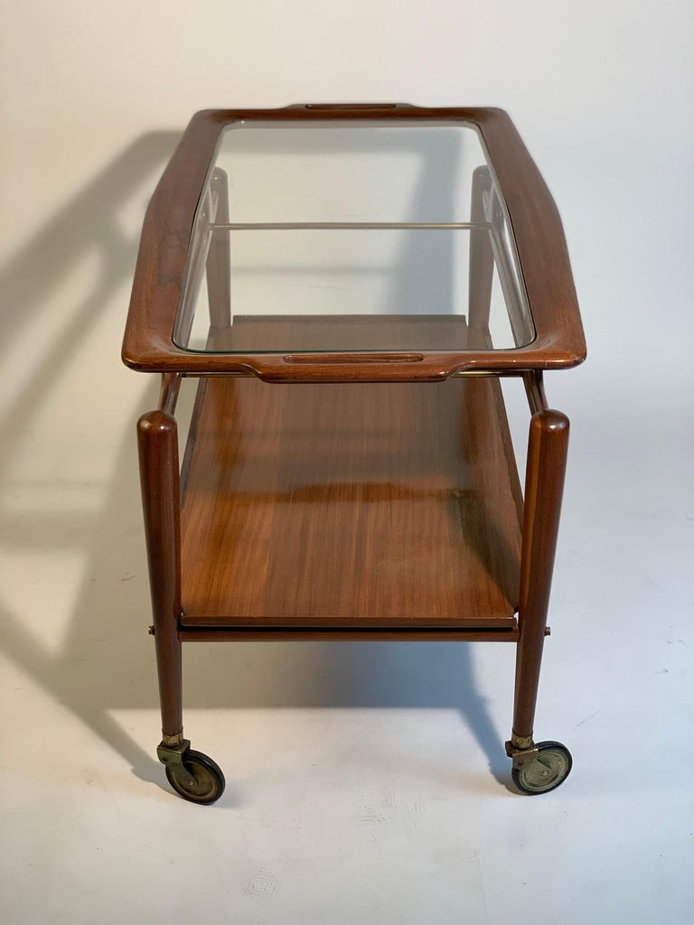 Mid Century Italian Food Trolley with Glass Shelf and Wheels For Sale ...