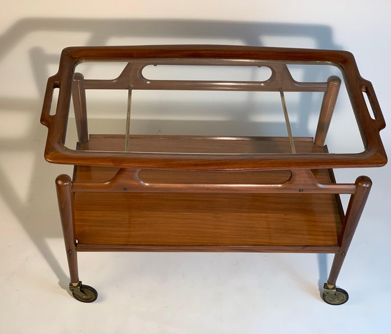Mid Century Italian Food Trolley with Glass Shelf and Wheels For Sale ...
