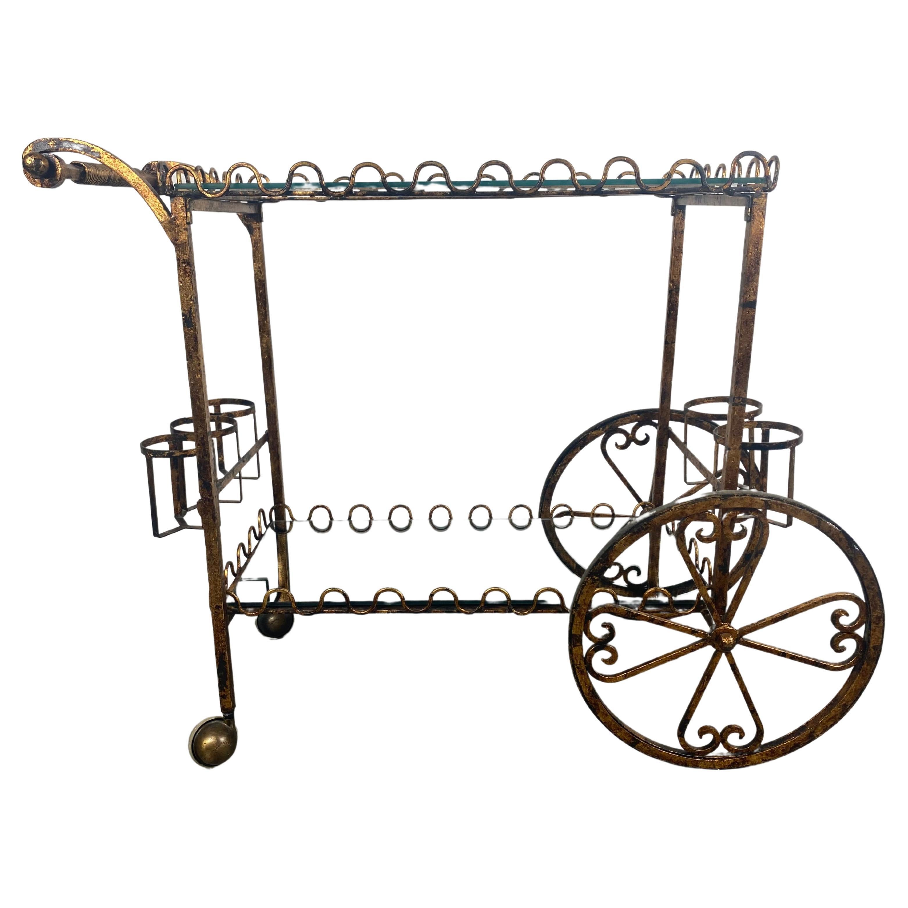 Classic Mid-Century Modern Portable Rolling Fold Out Bar Cart For Sale ...