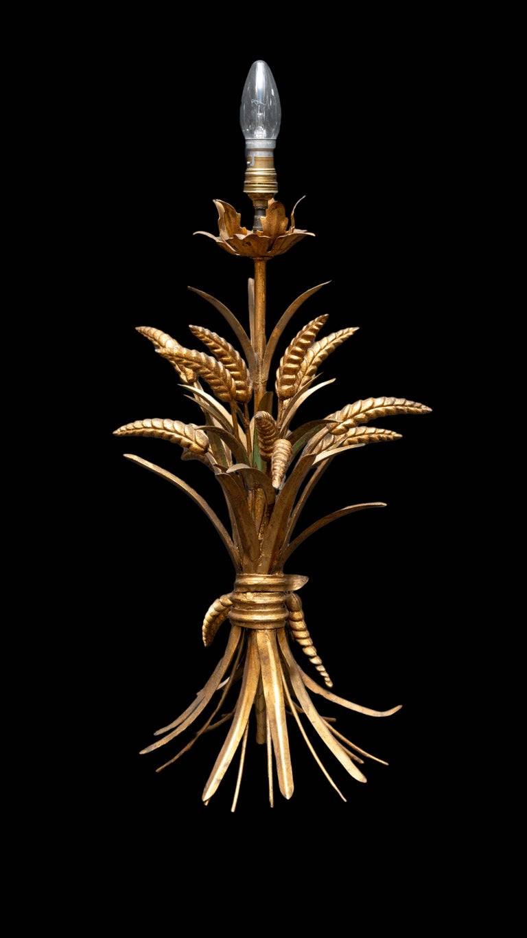 Mid-Century Italian Gilt Wheat Lamp at 1stDibs