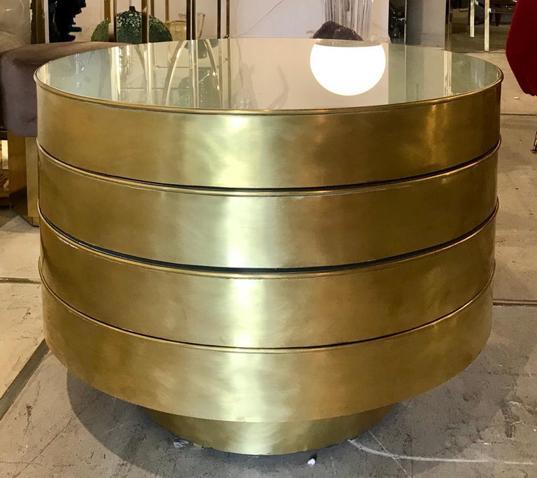 Midcentury Italian Glass and Brass Modular Cocktail Table at 1stDibs