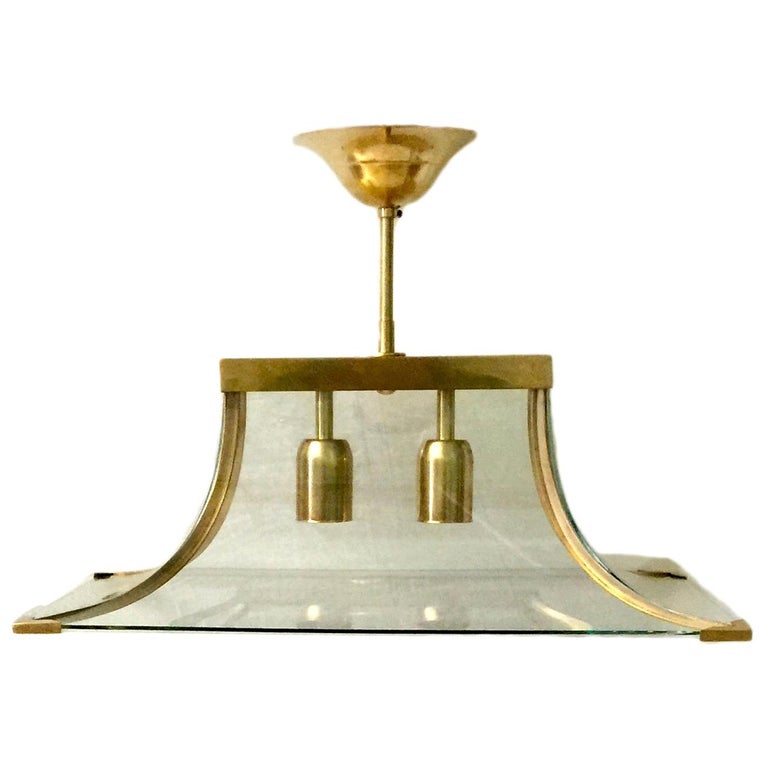 Mid Century Italian Glass Light Fixture For Sale at 1stDibs
