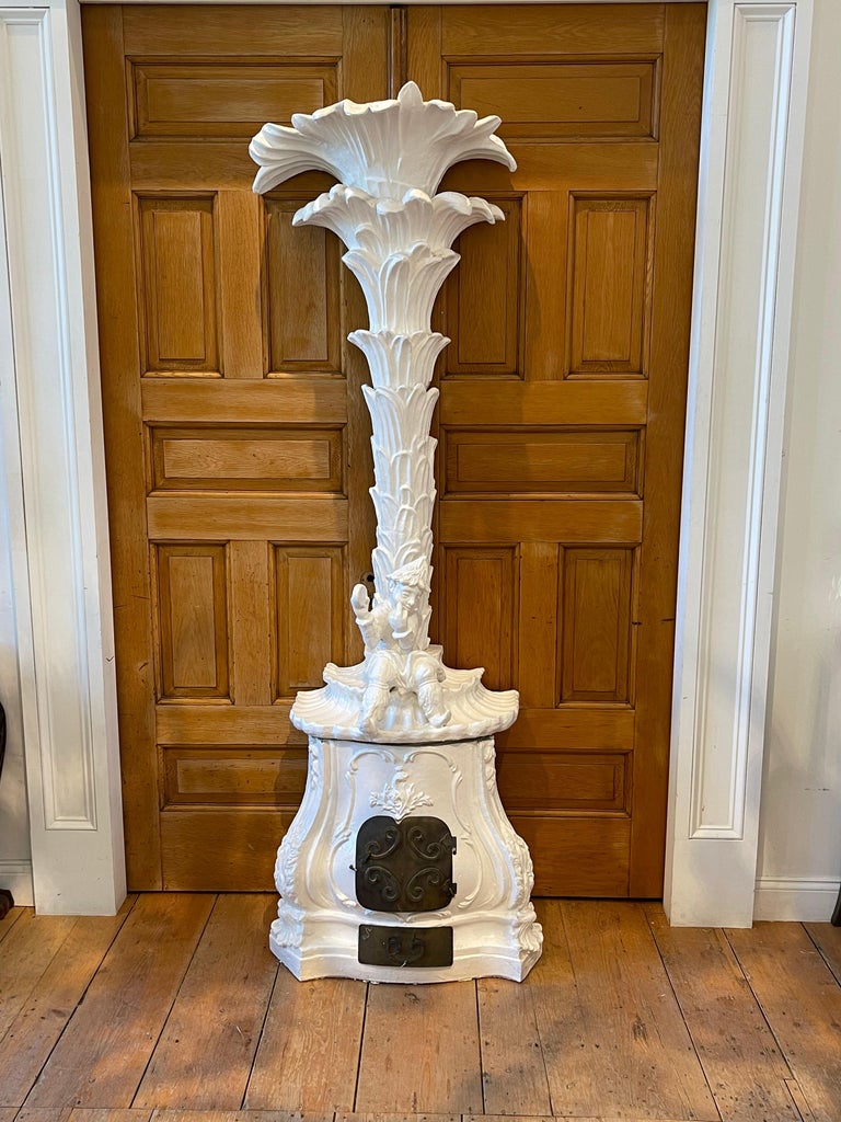 Mid-Century Italian Glazed Terracotta Palm Tree and Chinoiserie Stove ...