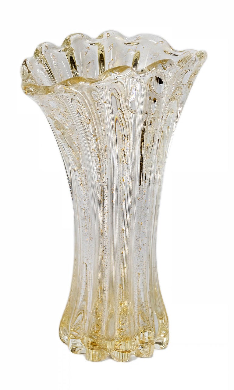 Mid-Century Italian Handmade Murano Glass Vase at 1stDibs