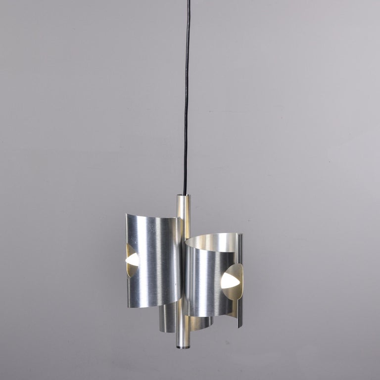 Mid Century Italian Hanging Aluminum Three Light Fixture For Sale at ...