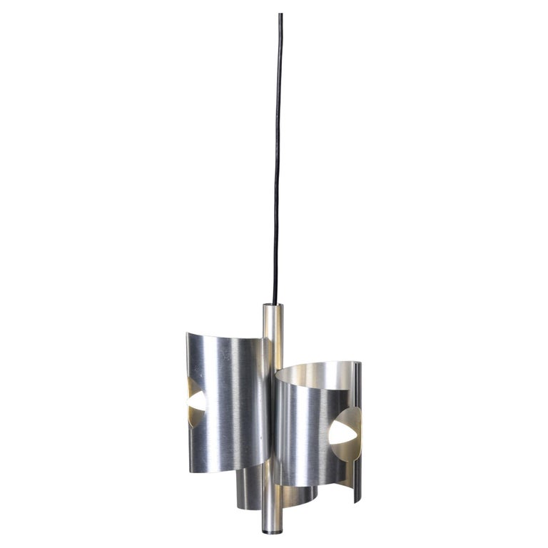 Mid Century Italian Hanging Aluminum Three Light Fixture For Sale at ...