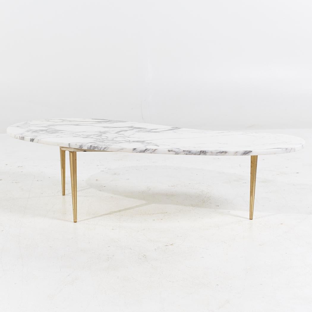 Mid Century Italian Kidney Shaped Marble and Brass Coffee Table For ...