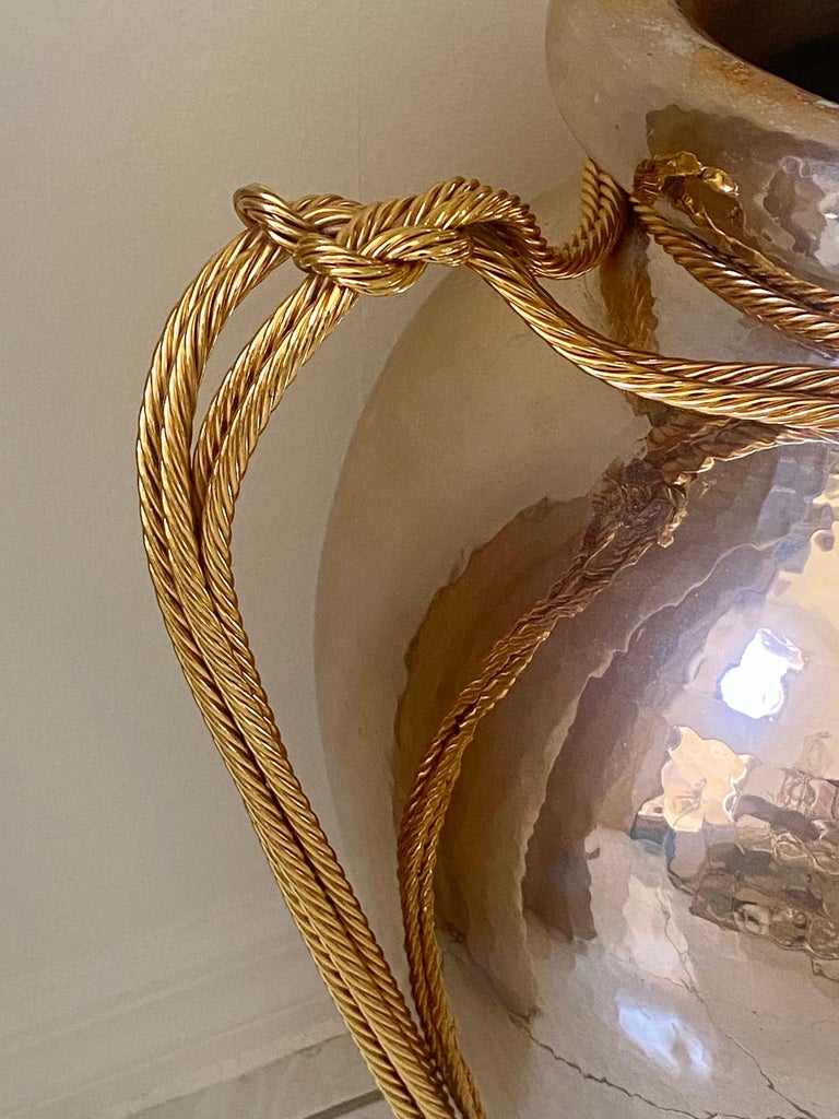 Mid-Century Italian Large Hammered Metal Vase by Edigio Broggi For Sale ...