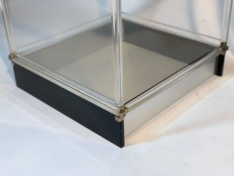 Mid Century Italian Lucite Glass and Metal Side Table or Night Stand ...