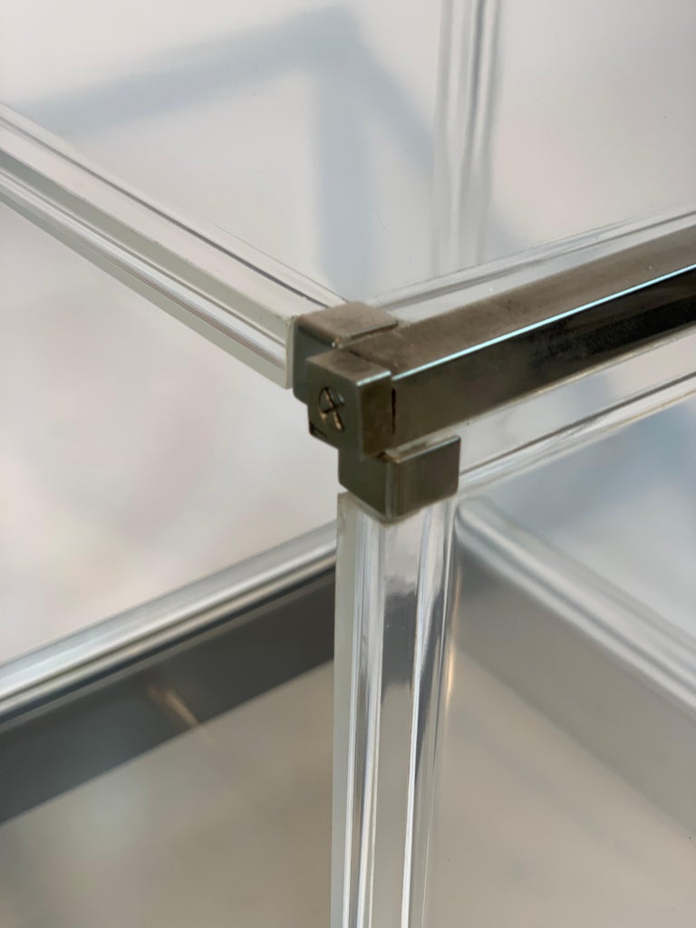 Mid Century Italian Lucite Glass and Metal Side Table or Night Stand ...