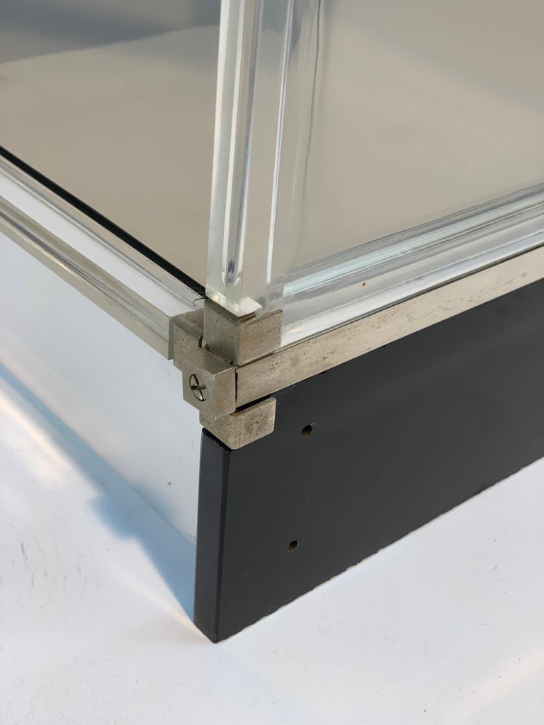 Mid Century Italian Lucite Glass and Metal Side Table or Night Stand ...