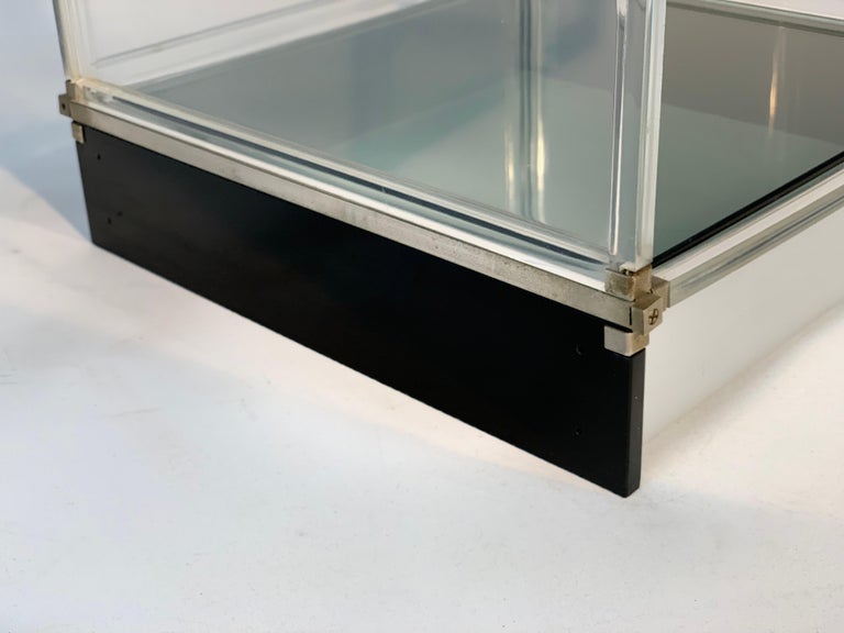 Mid Century Italian Lucite Glass and Metal Side Table or Night Stand ...