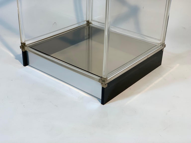 Mid Century Italian Lucite Glass and Metal Side Table or Night Stand ...