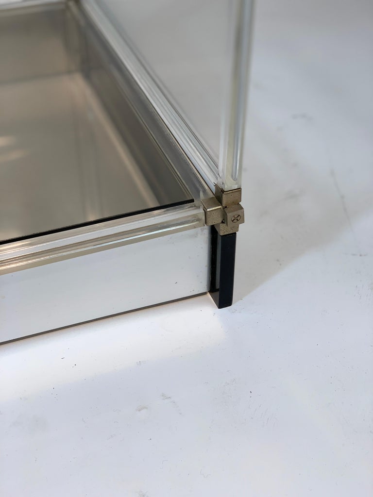 Mid Century Italian Lucite Glass and Metal Side Table or Night Stand ...