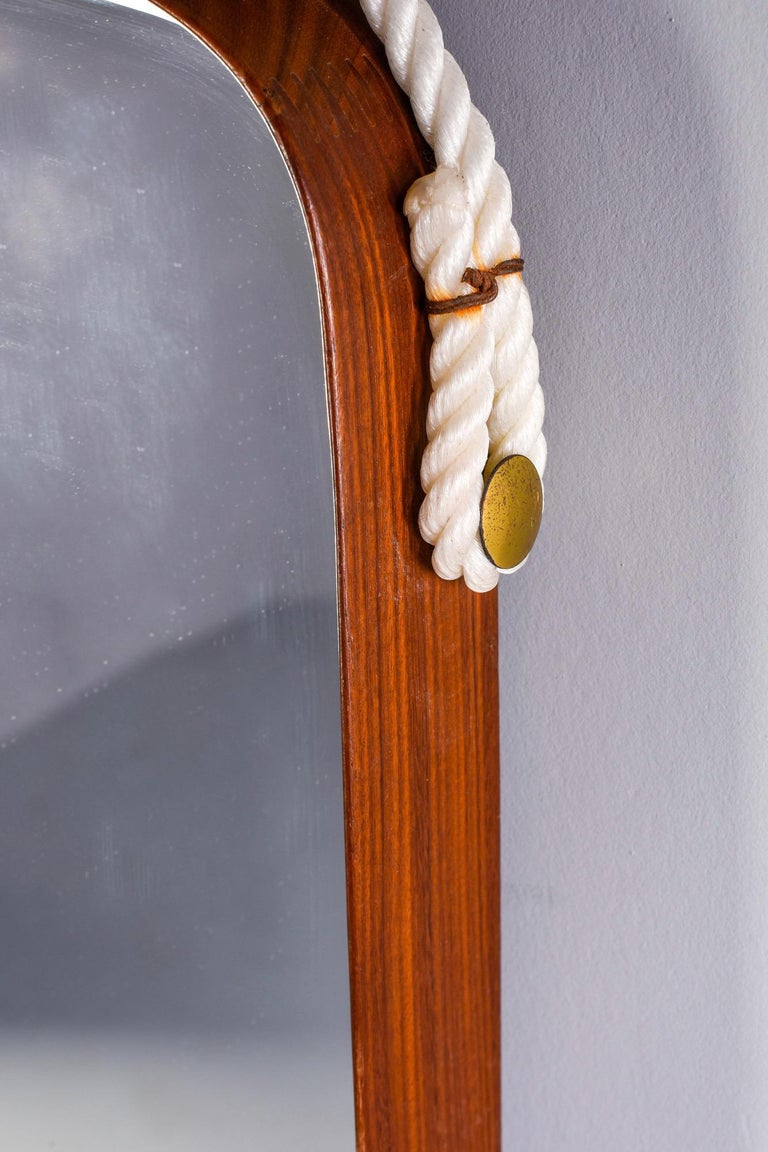 Mid Century Italian Mahogany Rectangular Shape Mirror For Sale at 1stDibs