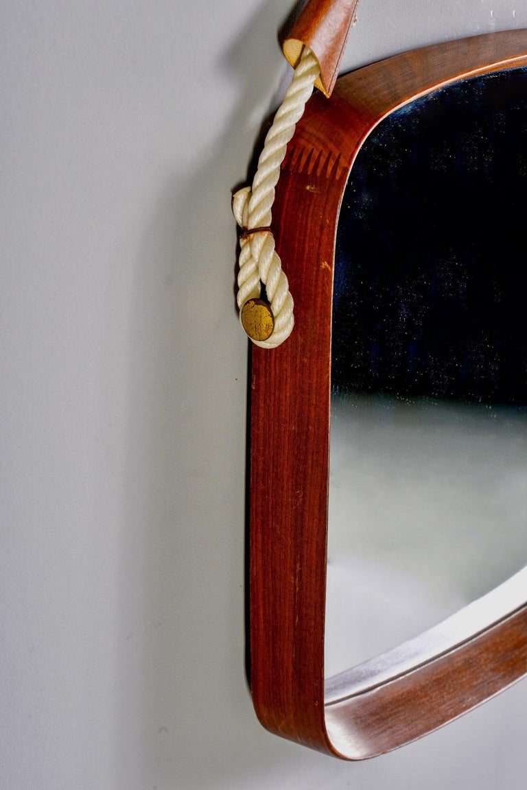 Mid Century Italian Mahogany Rectangular Shape Mirror For Sale at 1stDibs