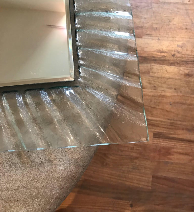 Midcentury Italian Mirror with a Fluted Clear Murano Glass Frame at ...