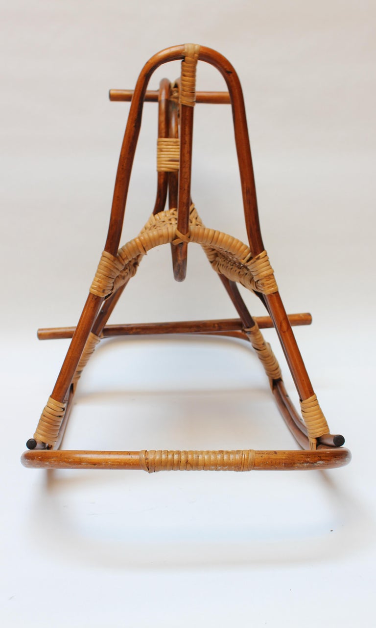 Mid-Century Italian Modern Bamboo and Rattan Rocking Horse Attributed ...