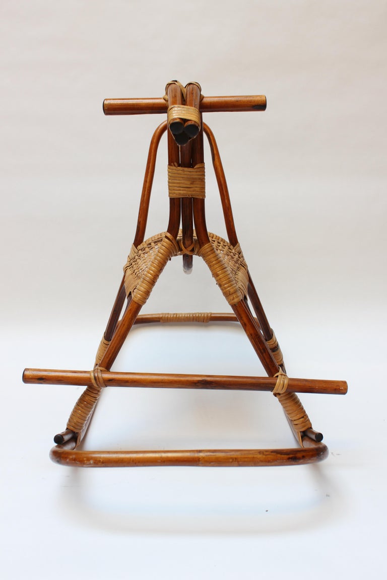 Mid-Century Italian Modern Bamboo and Rattan Rocking Horse Attributed ...