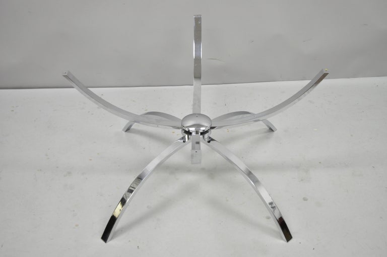 Midcentury Italian Modern Chrome Steel Spider Base Round Glass Top ...