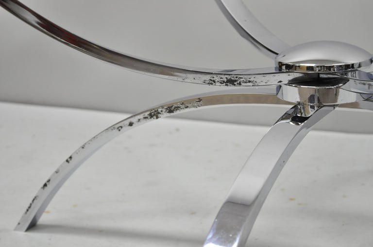 Midcentury Italian Modern Chrome Steel Spider Base Round Glass Top ...