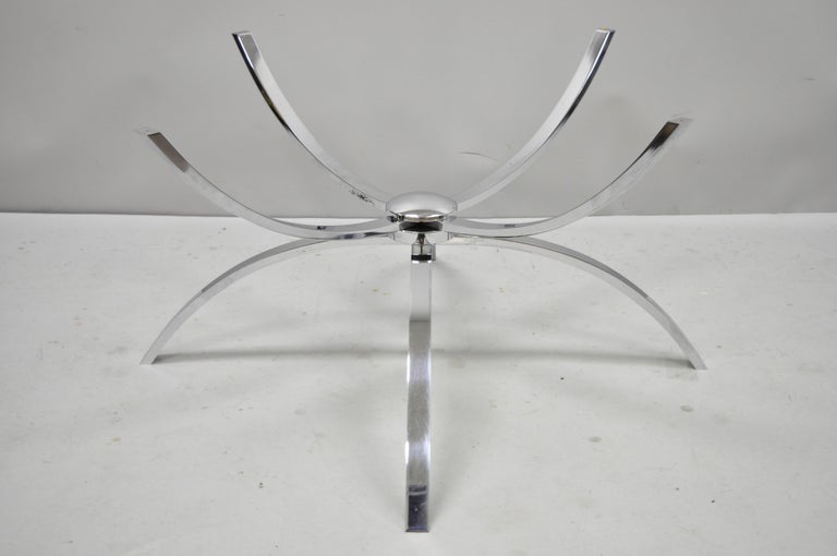 Midcentury Italian Modern Chrome Steel Spider Base Round Glass Top ...