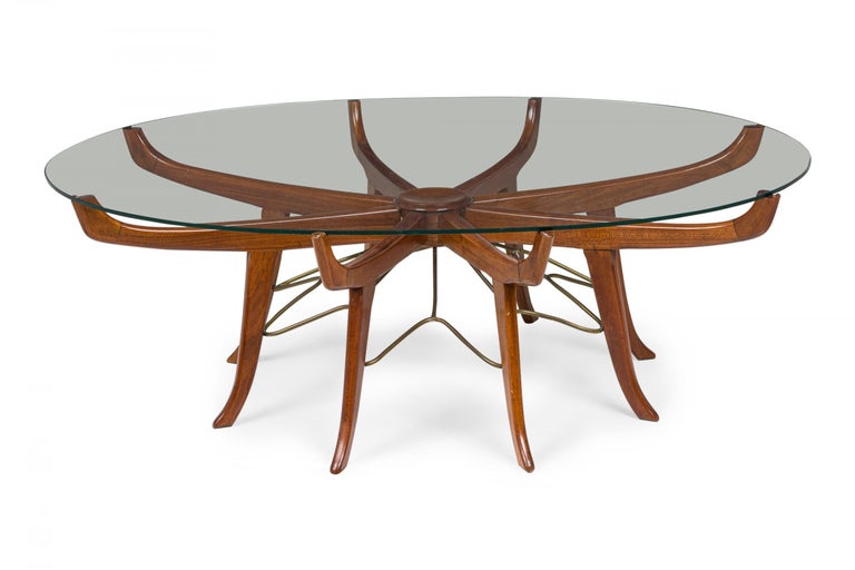 Midcentury Italian Modern Mahogany, Steel and Glass Coffee Table For ...