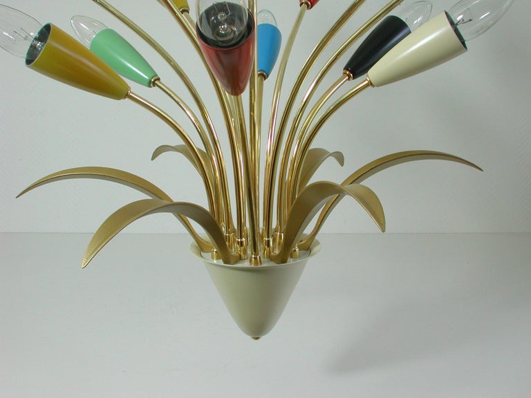 Midcentury Italian Multi-Color 12-Light Sputnik Chandelier by ...