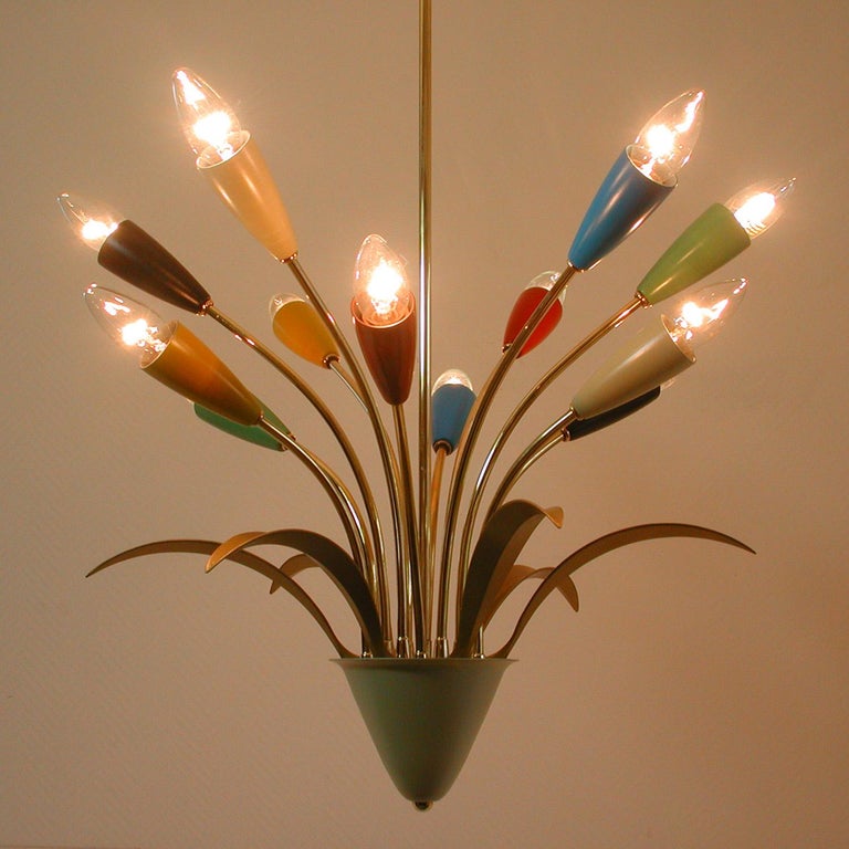 Midcentury Italian Multi-Color 12-Light Sputnik Chandelier by ...