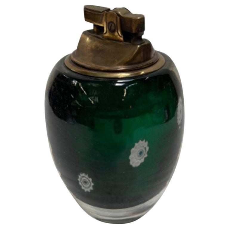 Mid Century Italian Murano Glass Brass Table Lighter at 1stDibs