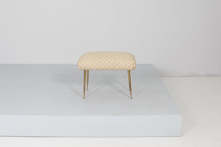 Midcentury Italian Ottoman Stool Made by Brass and Pattern Floreal ...