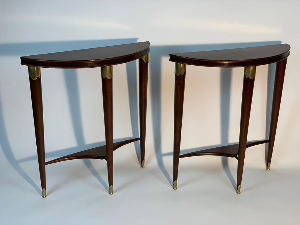 Mid Century Italian Pair Half Moon Consoles By Attilio Romano Firenze ...